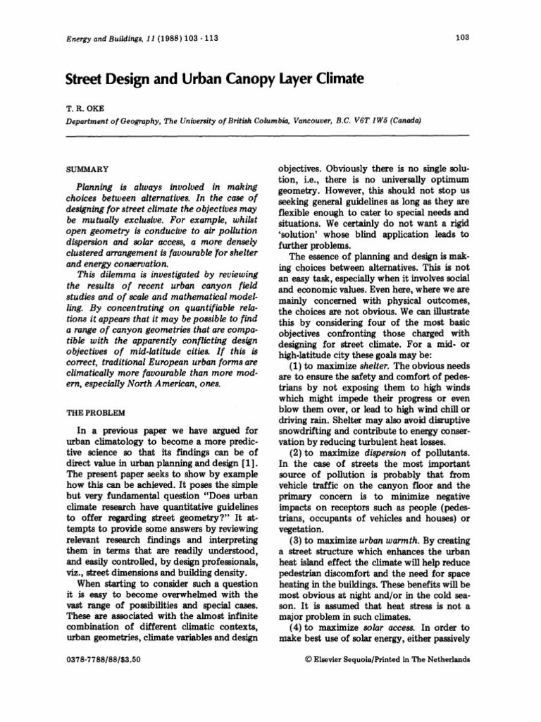 Street Design and Urban Canopy Layer Climate | PDF | Nature | Physical ...