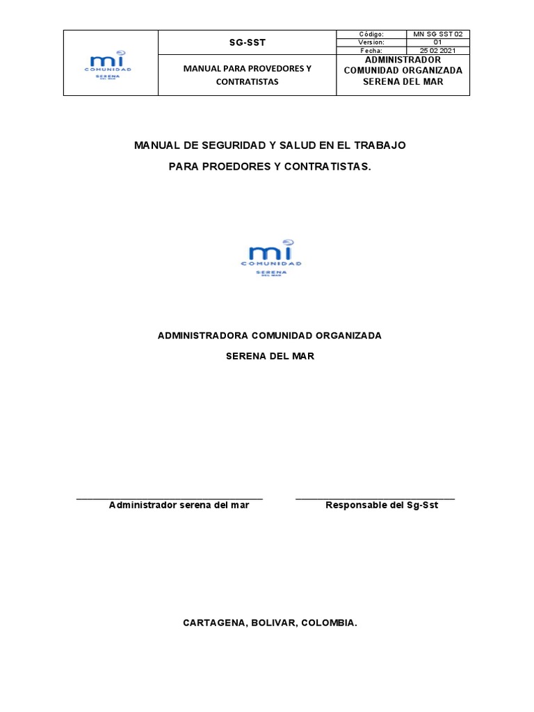 Manual para Contratistas y Proveedores | PDF | Derecho laboral | Seguridad y salud ocupacional