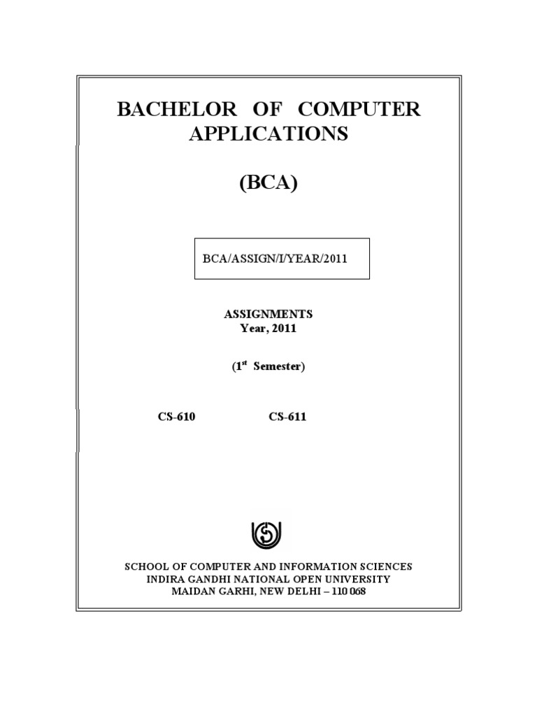 BCA (1) Assignment - 2011 | PDF | Cognition