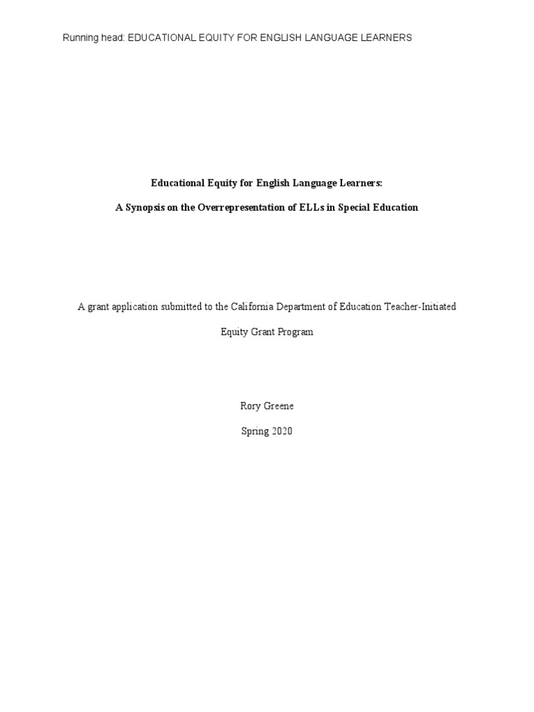 Educational Equity For English Language Learners | PDF | Educational ...