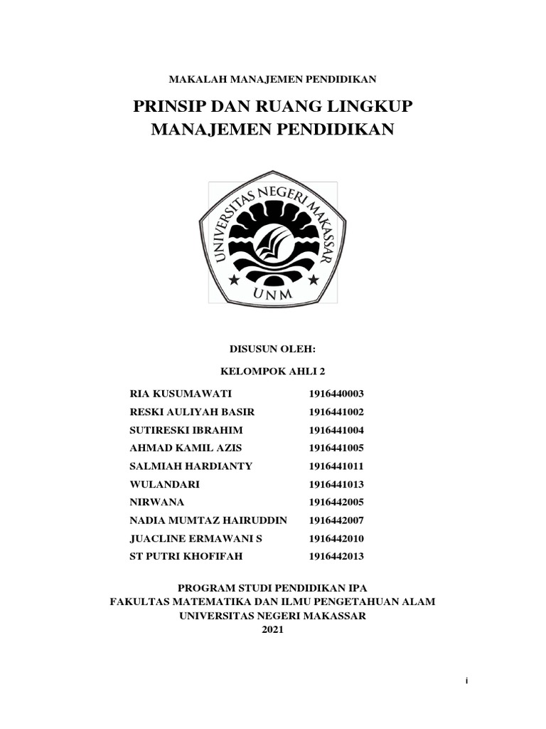 Prinsip Dan Ruang Lingkup Manajemen Pendidikan | PDF | Karier ...