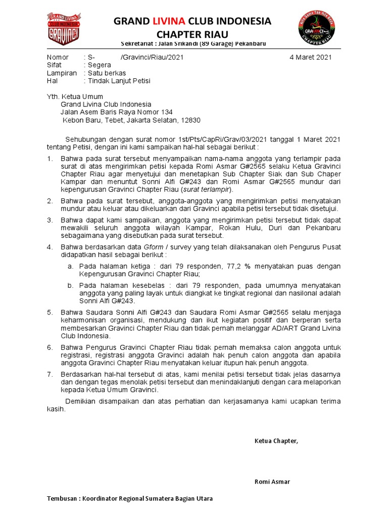 Surat Balasan Petisi | PDF