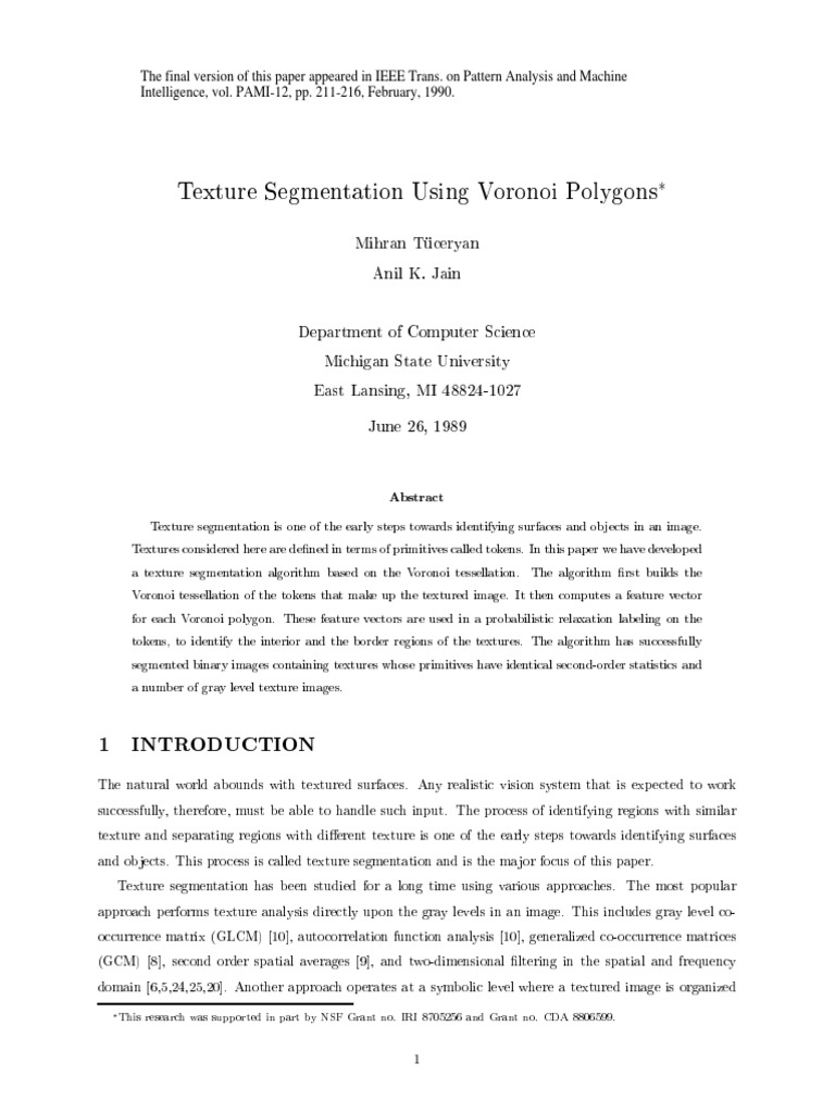 Pami-Texture-Paper88 Texture Segmentation Using Voronoi Polygons | PDF | Image Segmentation ...