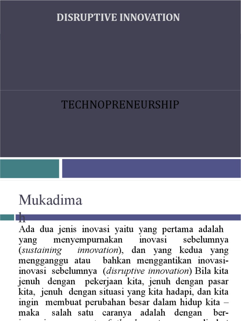 Inovasi Disruptif: Definisi dan Contoh | PDF