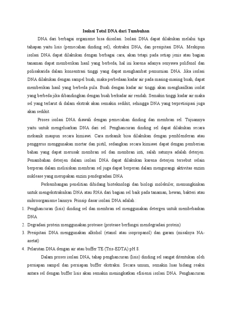 Isolasi Total DNA Dari Tumbuhan | PDF