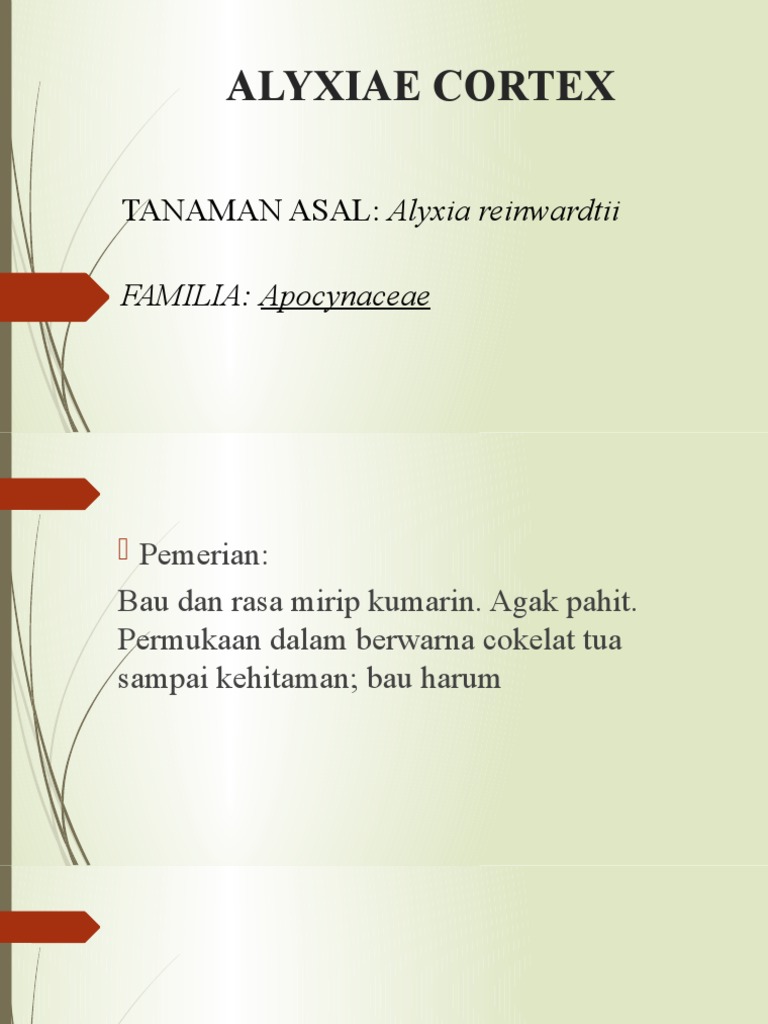 Alyxiae Cortex | PDF
