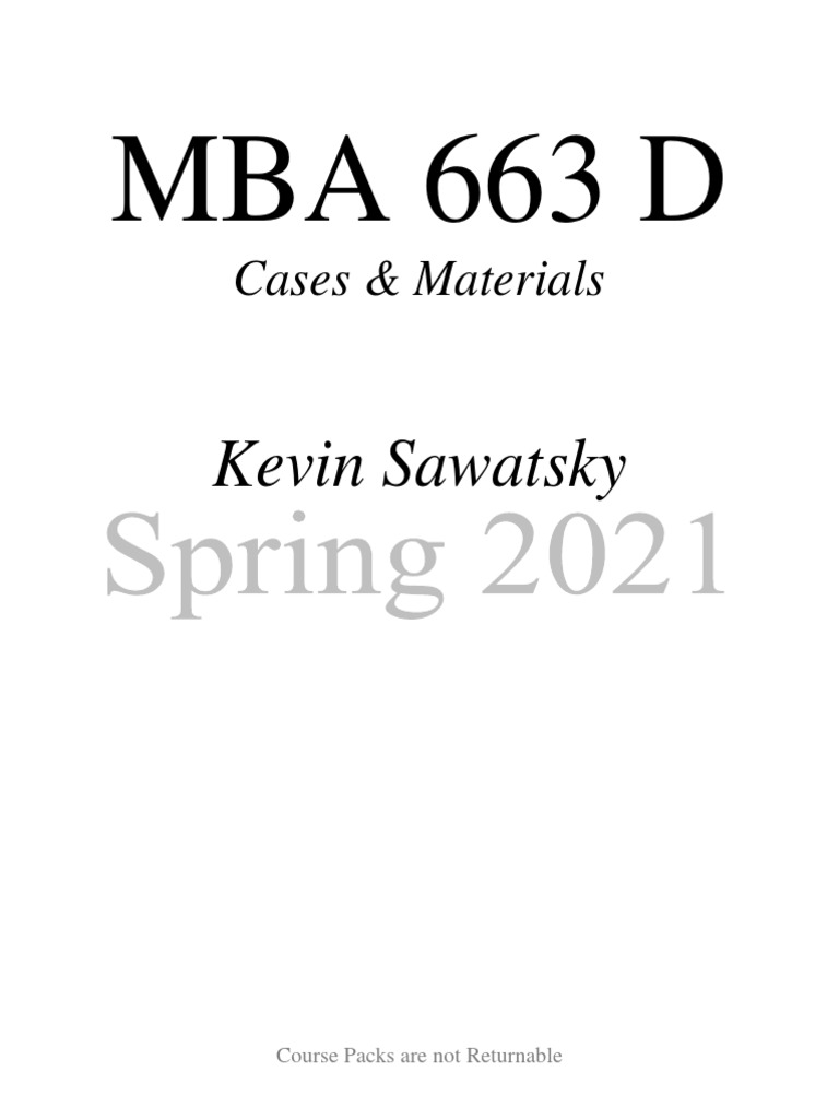 Course Pack MBA 663 D SP21 Part1 | PDF | Tort | Private Law
