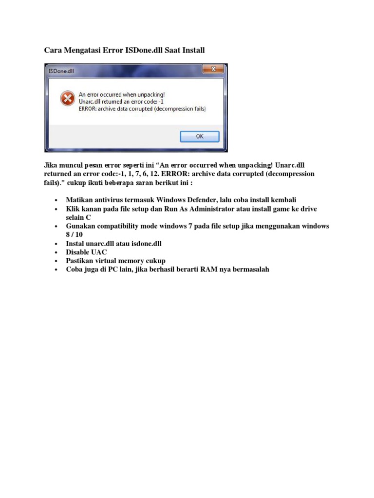 Solusi Error ISDone.dll Saat Install | PDF
