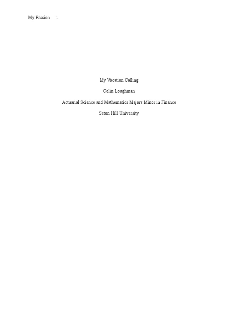 My Vocation Calling Essay | PDF | Test/Examination | Science