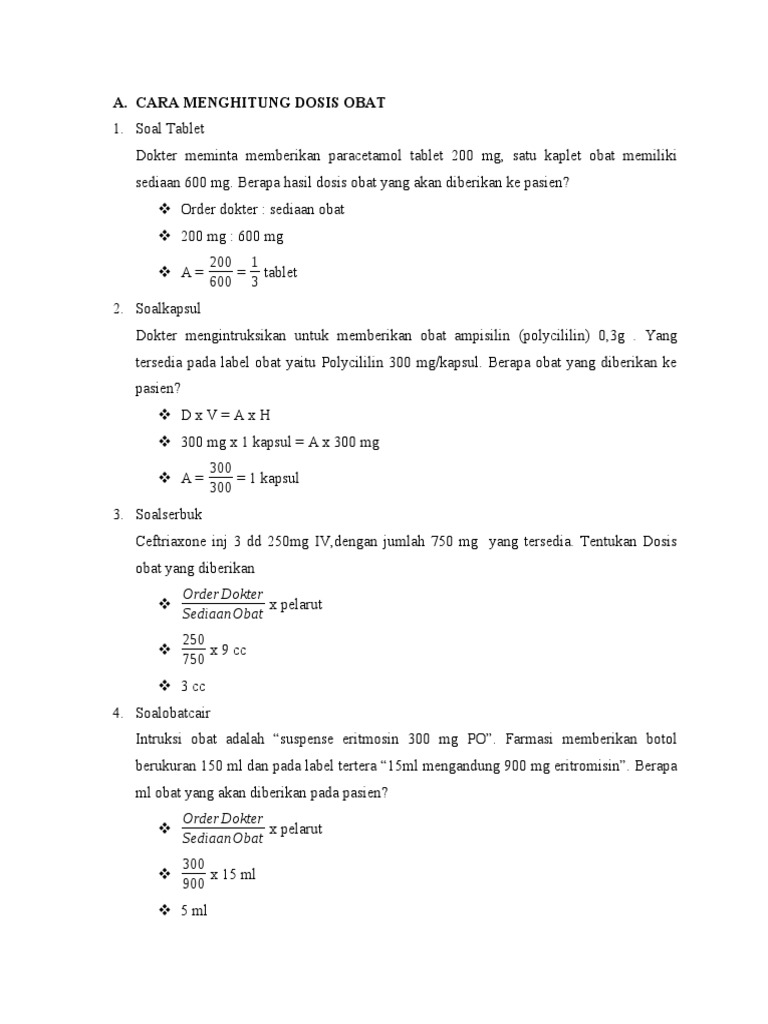 Cara Penghitungan Dosis Obat | PDF