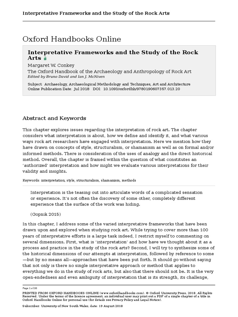Interpretative Frameworks and The Study of Rock Art | PDF | Ethnography ...