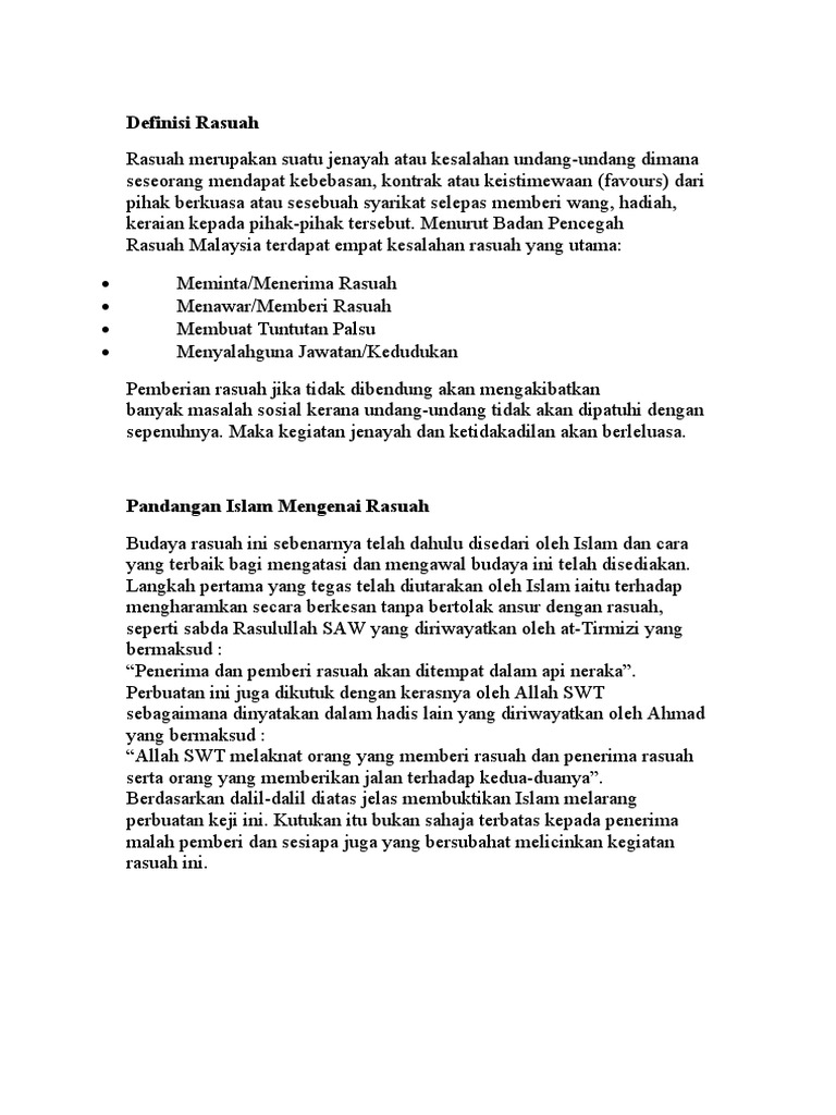 Definisi Rasuah | PDF