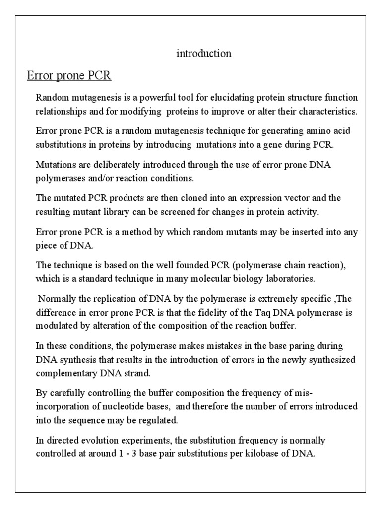 Error Prone PCR | PDF | Polymerase Chain Reaction | Dna