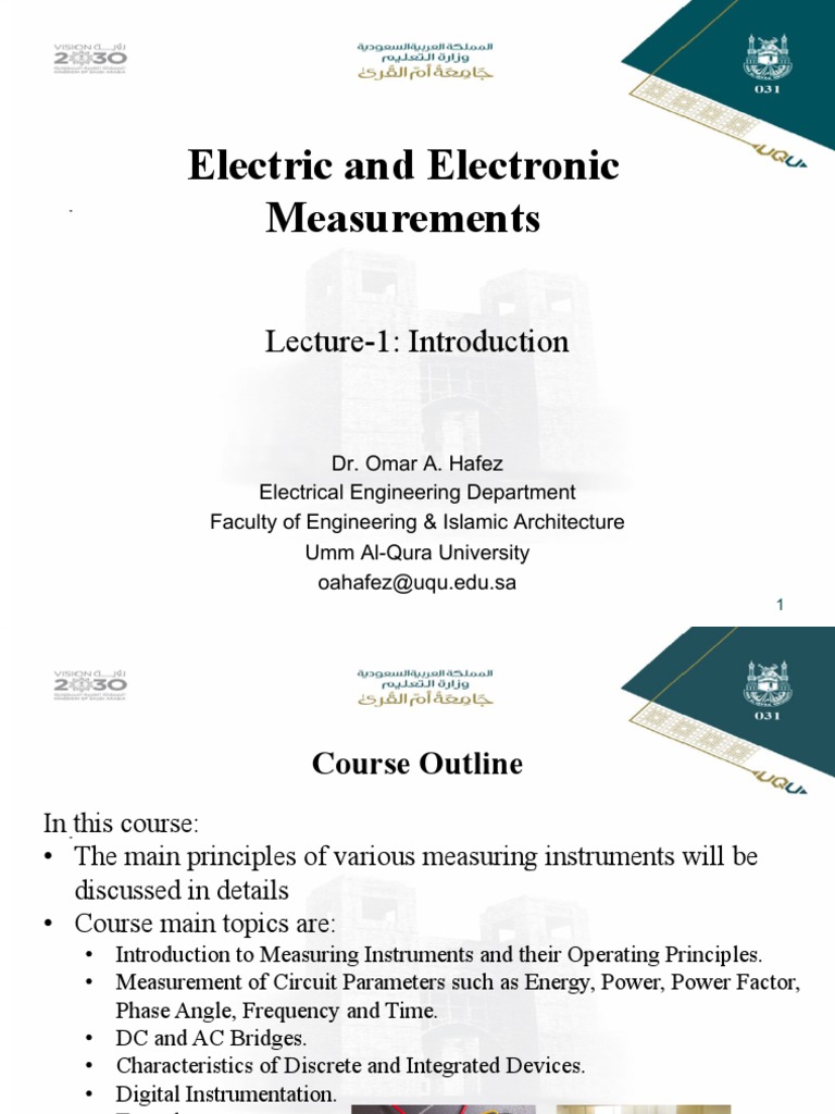 Electric and Electronic Measurements: Lecture-1: Introduction | PDF