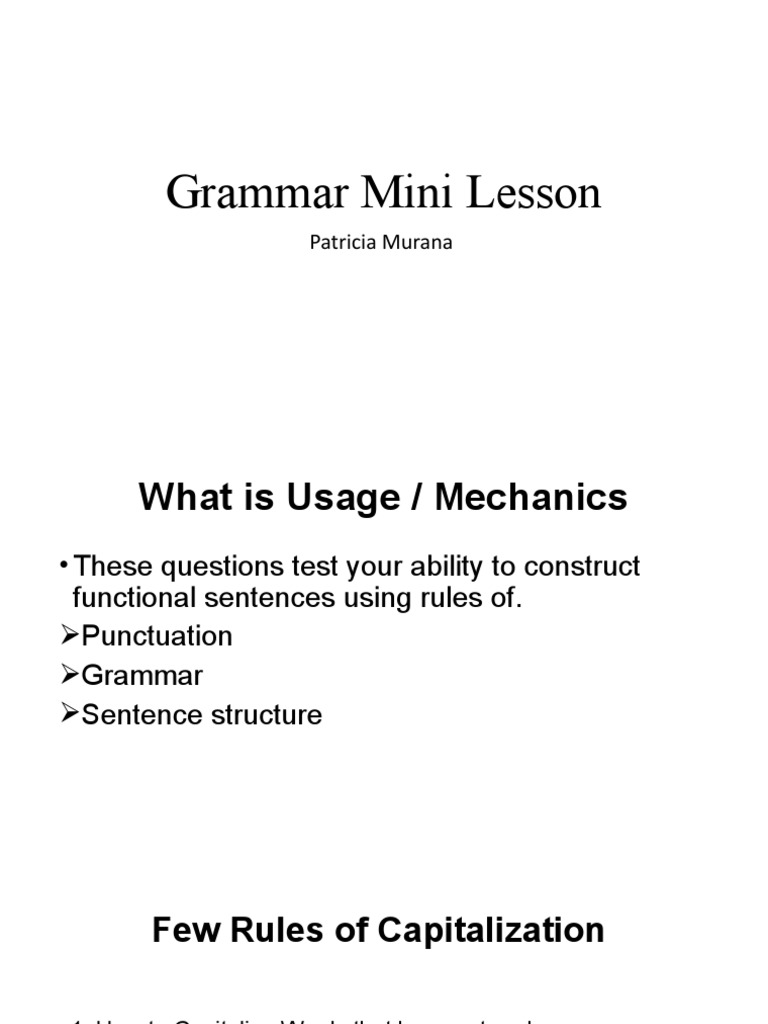 Grammar Mini Lesson | PDF | Comma | Punctuation