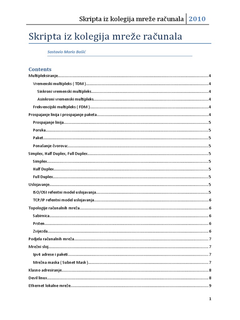 Mreze Racunala - Skripta | PDF
