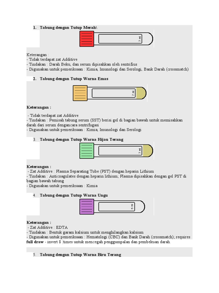 Warna dan Fungsi Tabung Darah | PDF | Memasak, Makanan, & Anggur ...