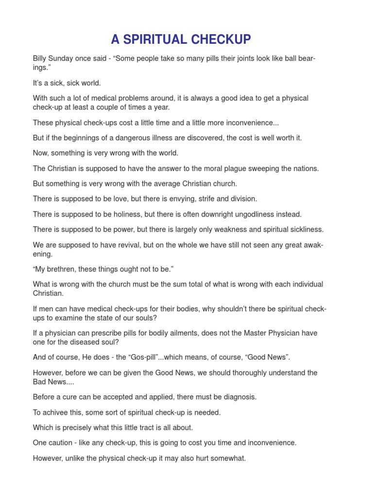 Spiritual Checkup | PDF | Forgiveness | Confession (Religion)