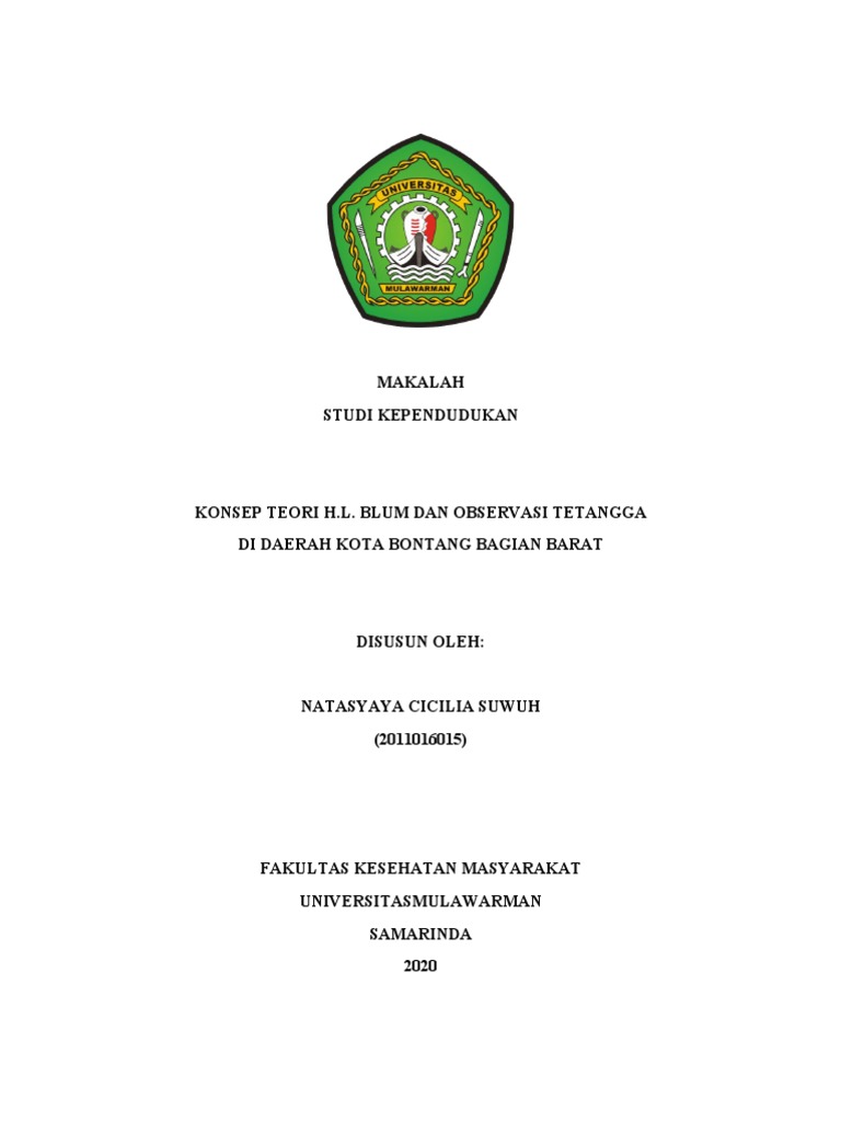 Makalah Konsep Teori H.L.Blum Dan Observasi Penduduk | PDF | Ilmu Sosial