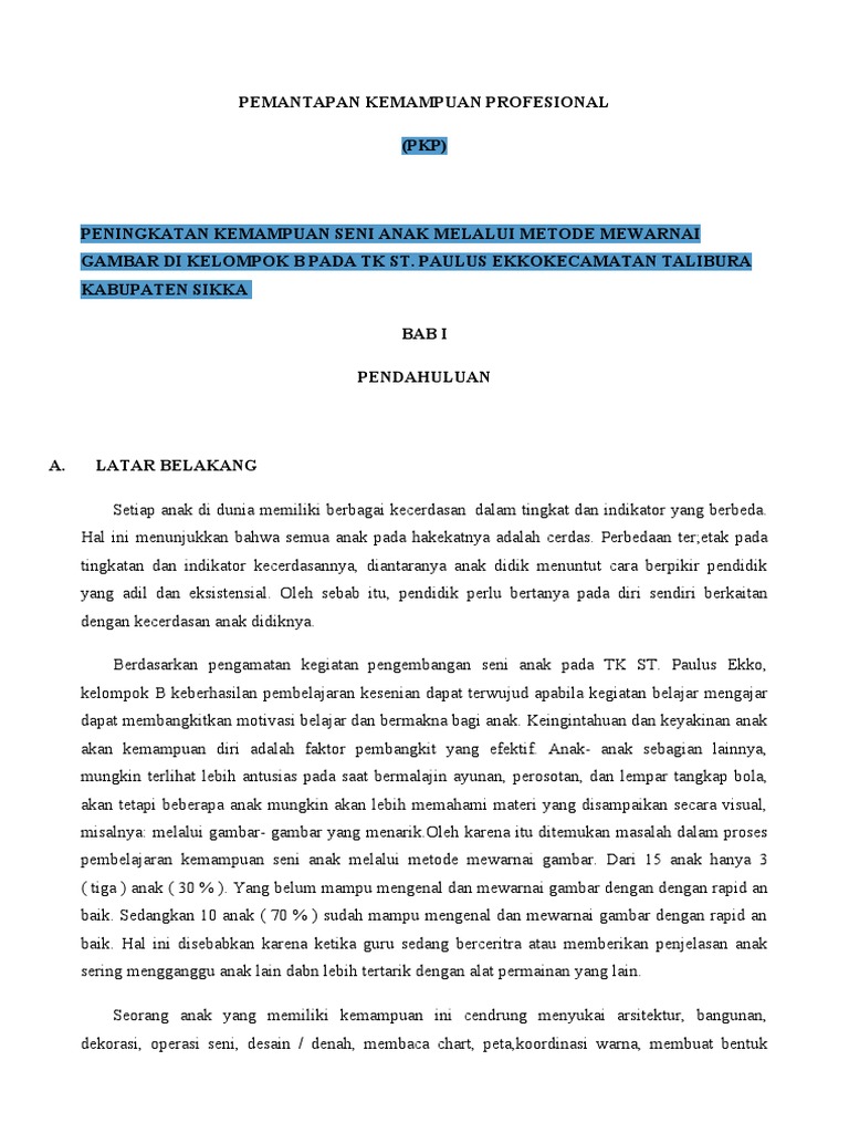 03 - Contoh Laporan PKP UT PGPAUD | PDF