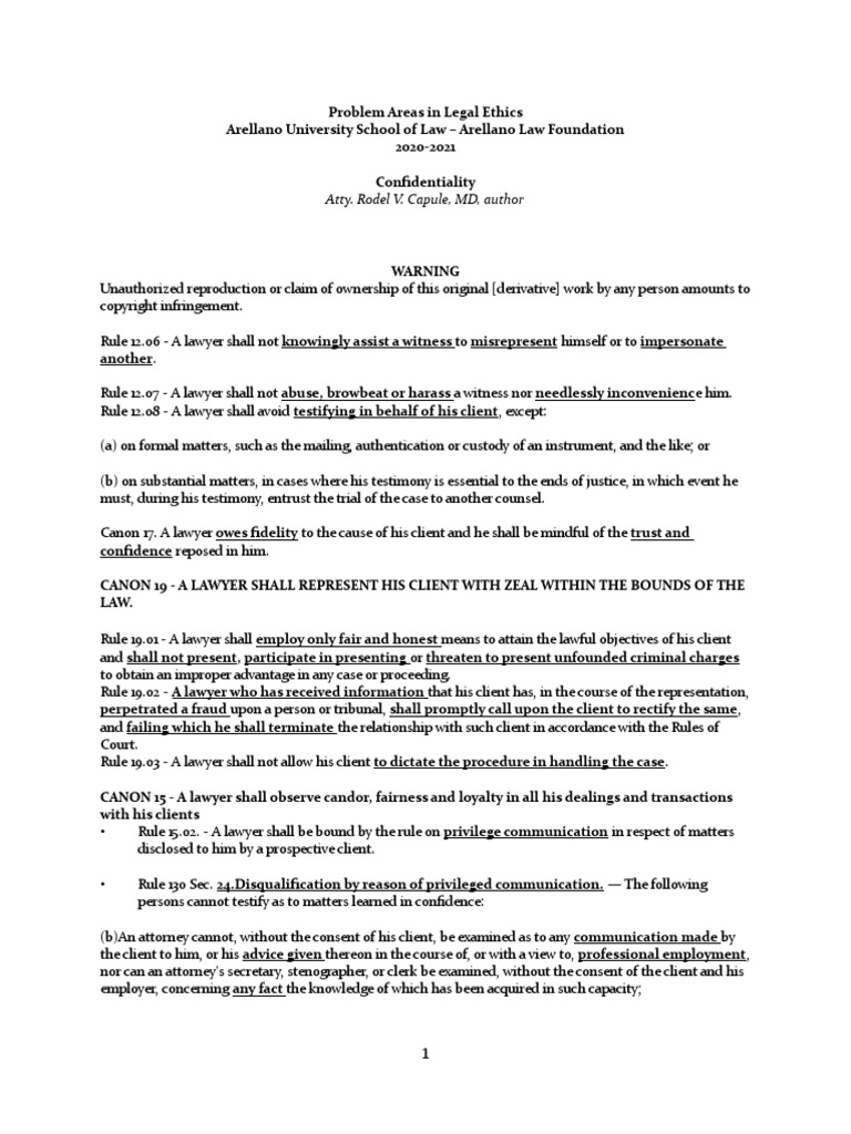 Confidentiality - 2021 | Download Free PDF | Attorney–Client Privilege ...