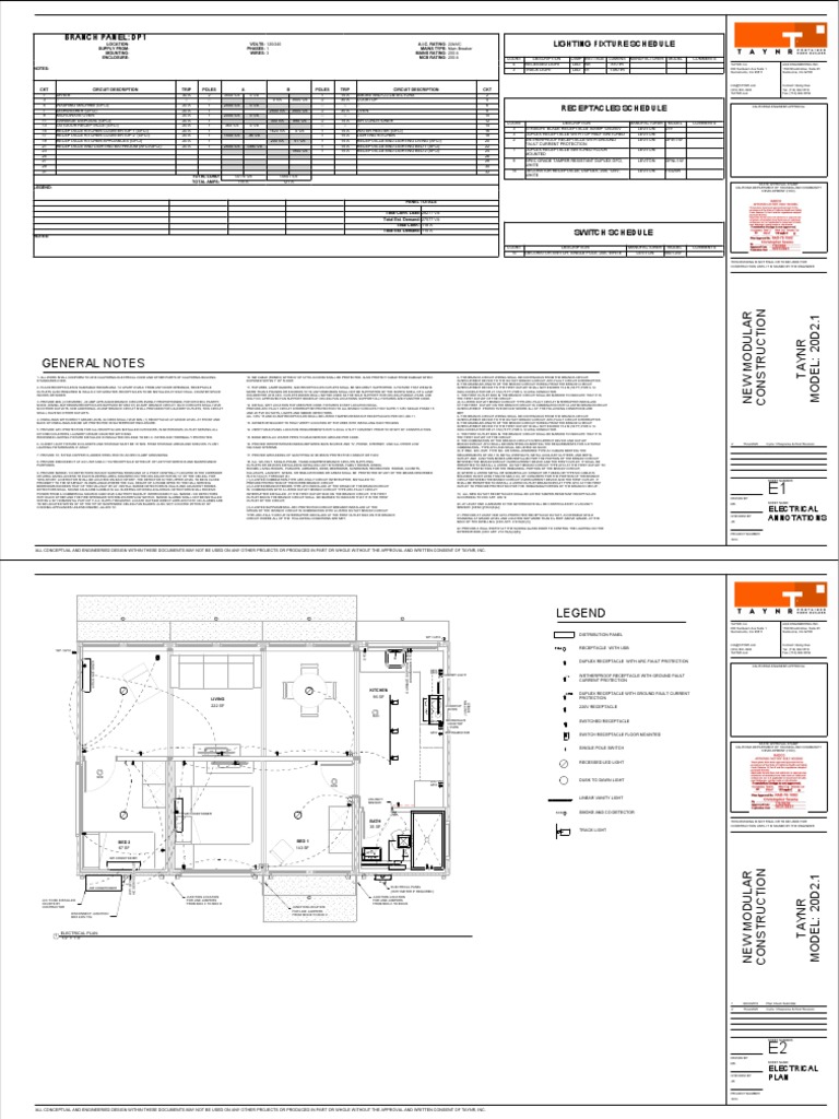General Notes: Branch Panel: Dp1 Lighting Fixture Schedule | PDF ...