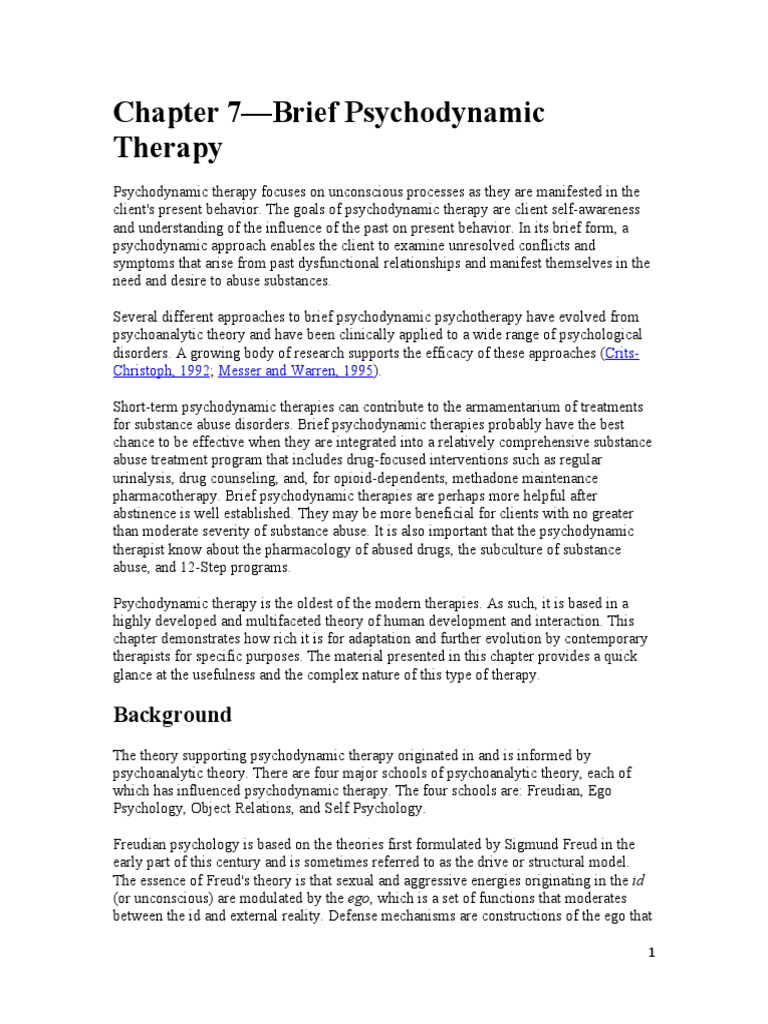 Chapter 7-Brief Psychodynamic Therapy: Background | PDF | Psychotherapy ...