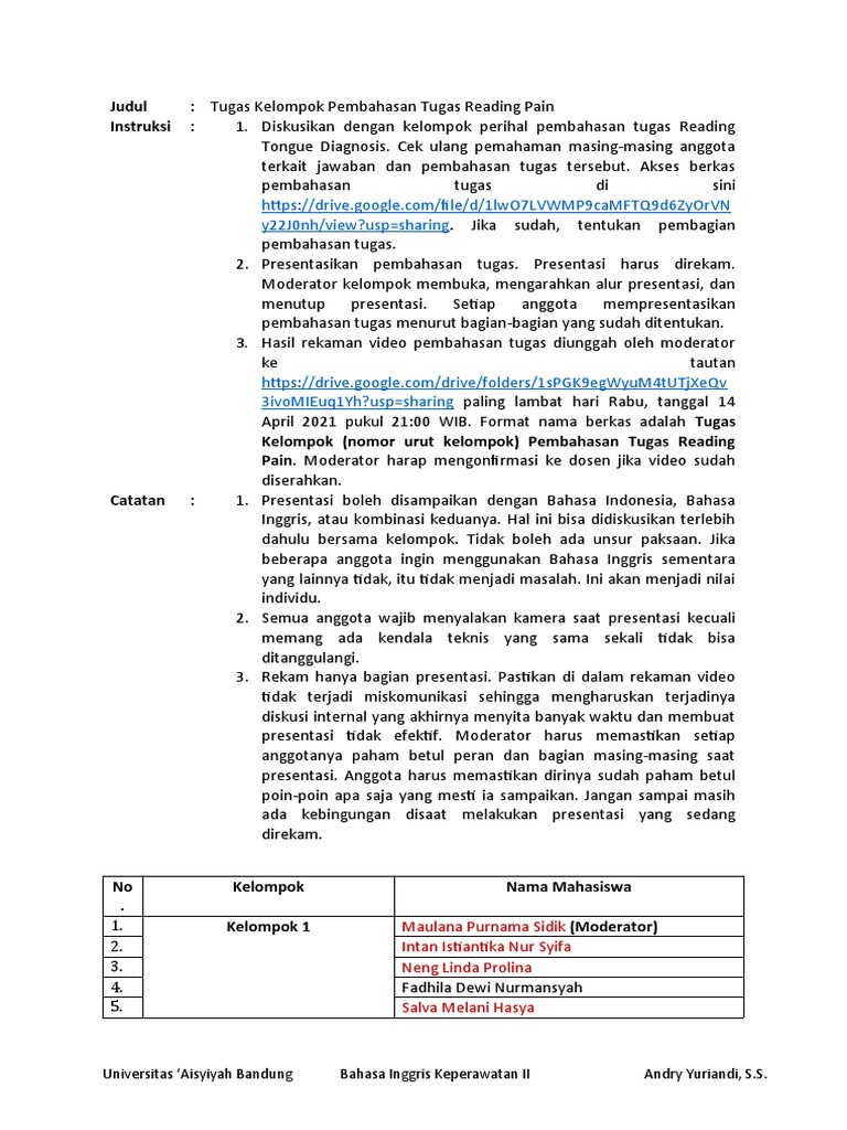 Pain (Group Task) (1B) | PDF