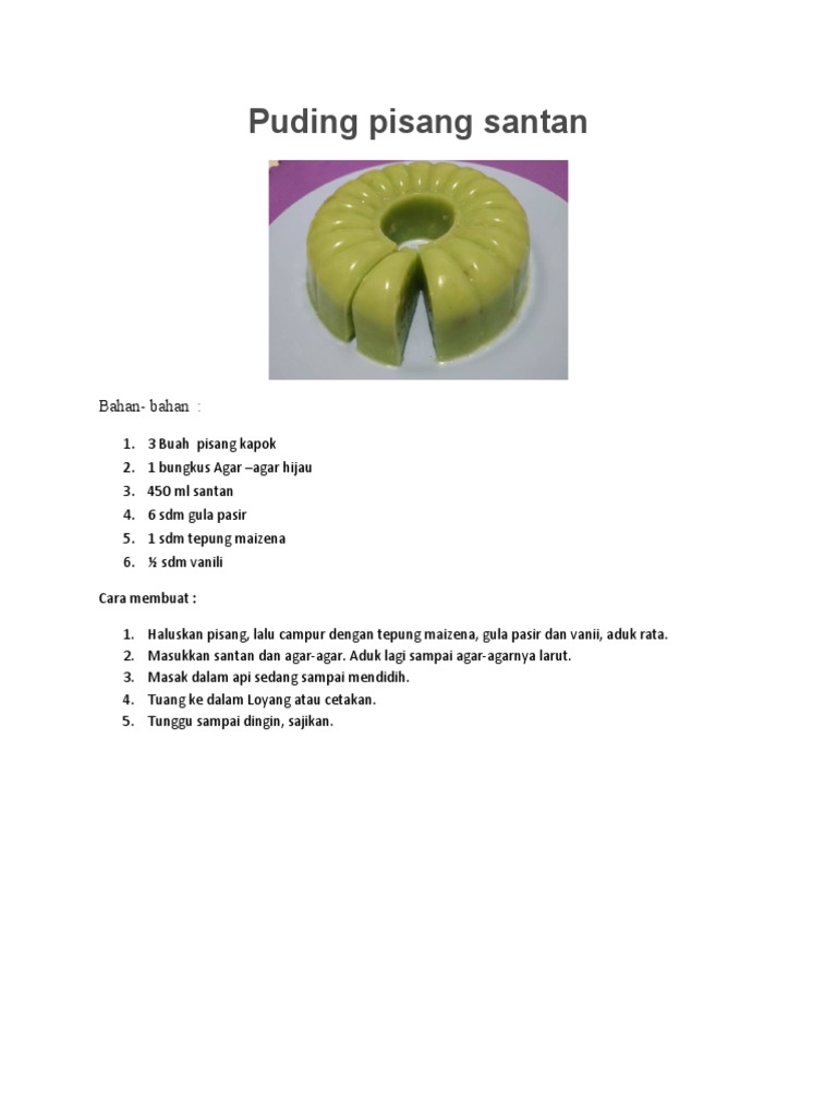 Resep Puding dan Bolu Pisang Kukus | PDF