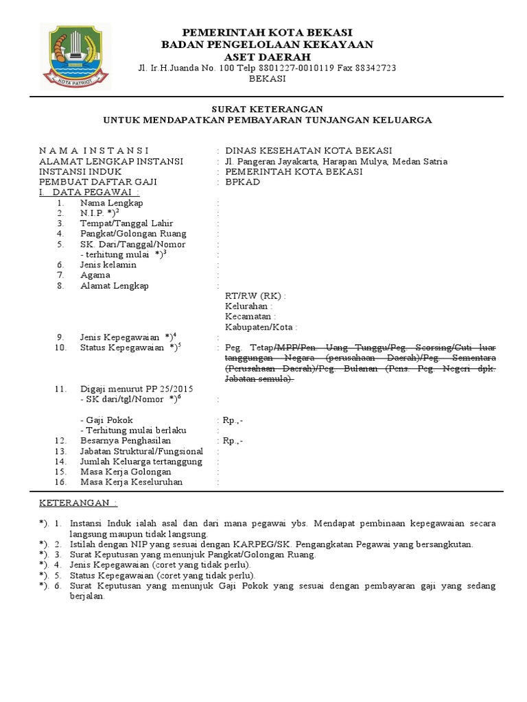 Format SKUMPTK Tunjangan Keluarga | PDF