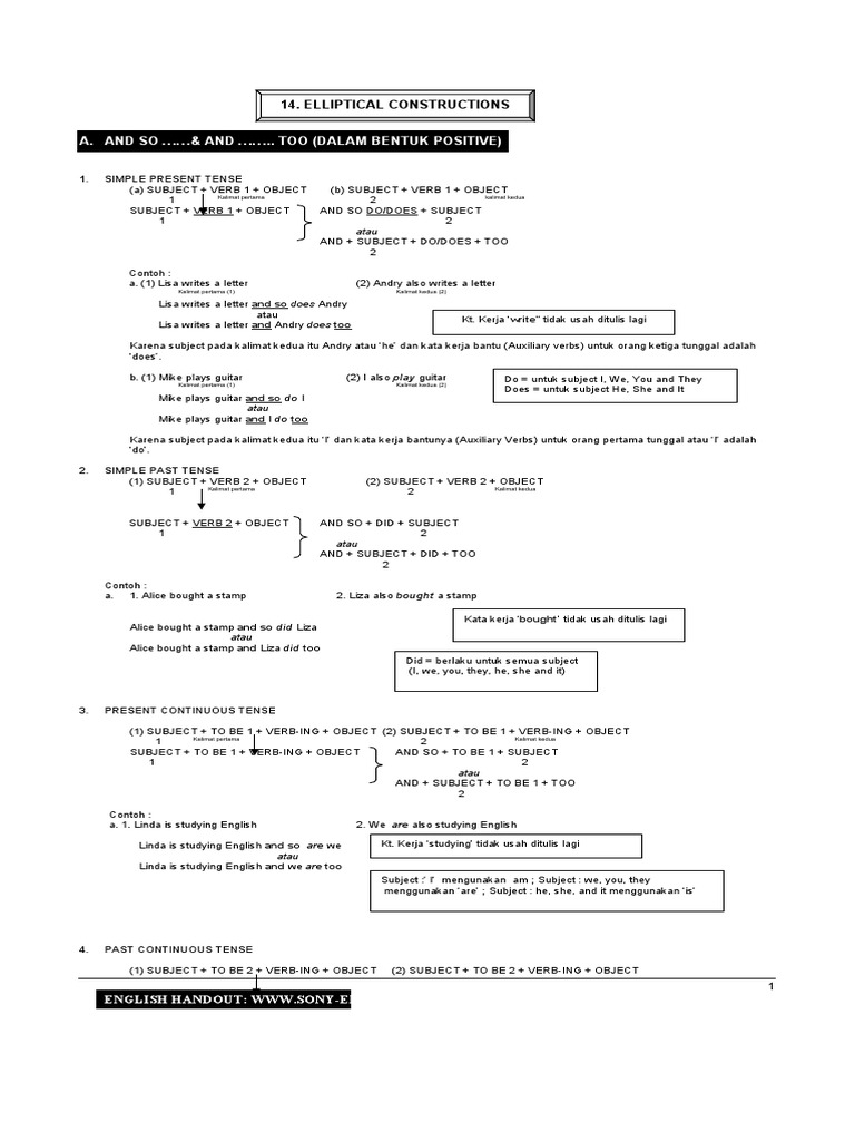 Elliptical Constructions | PDF | Grammatical Tense | Verb