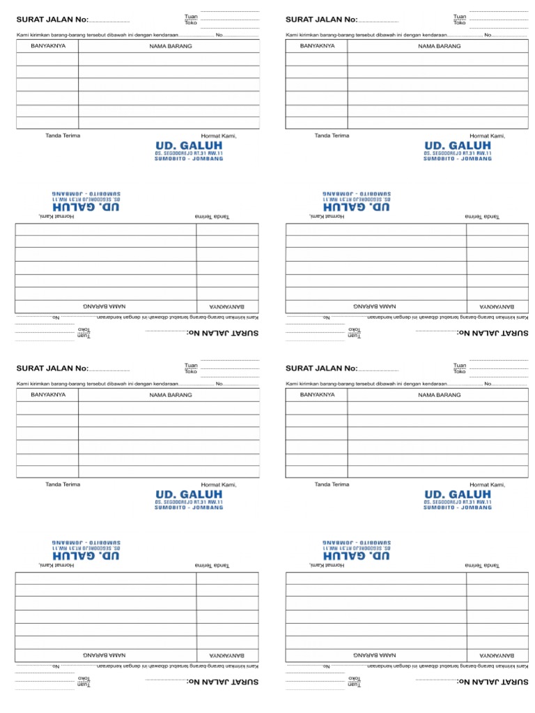 Surat Jalan Nota Siap Print | PDF