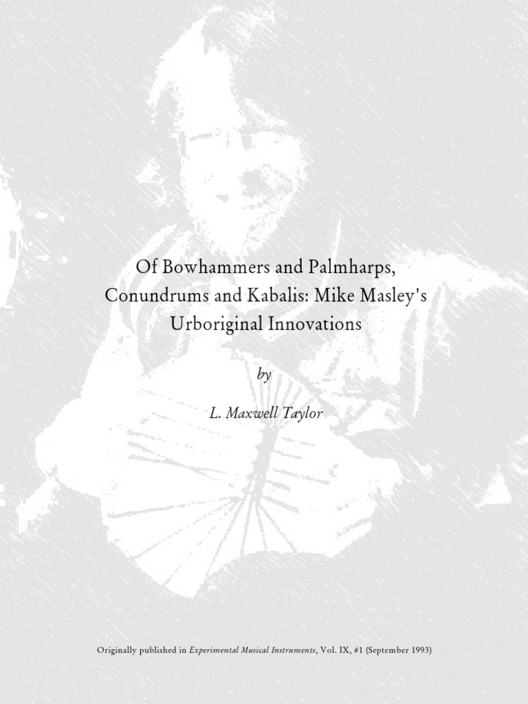 Of Bowhammers and Palmharps, Conundrums and Kabalis: Mike Masley's ...