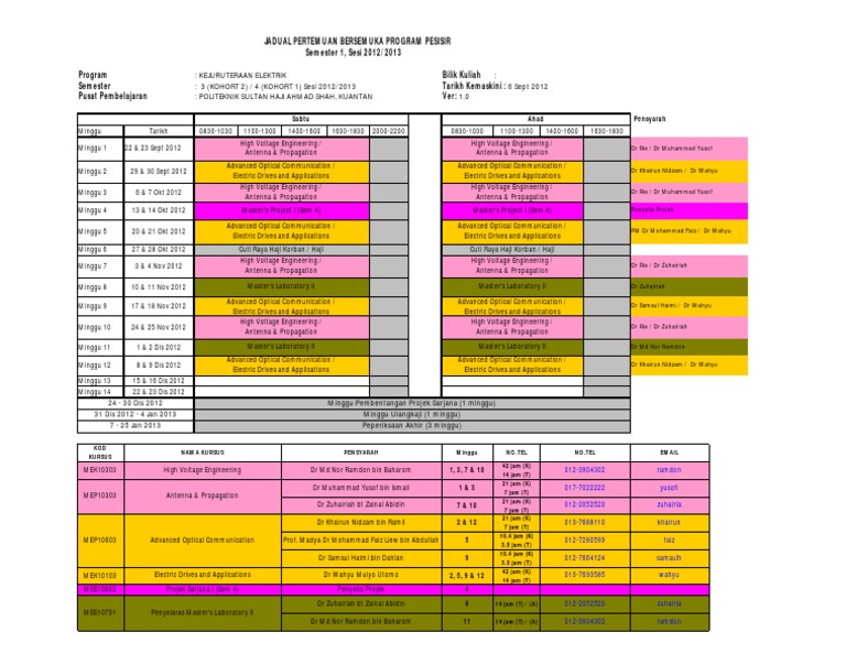 Electrical Engineering Program Schedule | PDF | Electricity | Electromagnetism