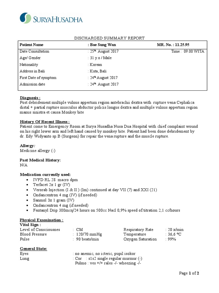 DSR (Post Debridement) | PDF | Clinical Medicine | Medical Specialties