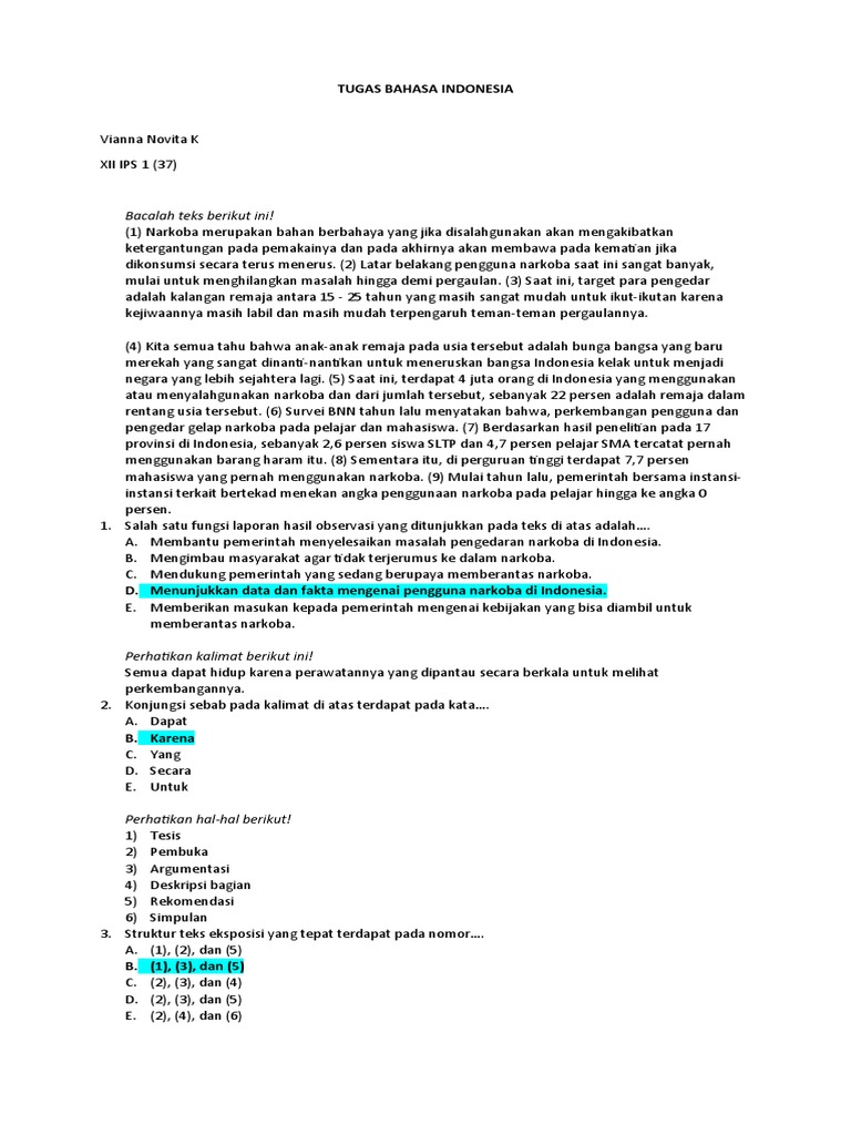 Xii Ips 1 - 37 - Vianna N - 20 Soal | PDF