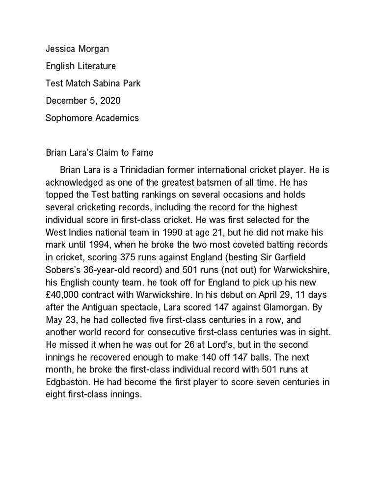 Cricket Research Jessica Morgan | PDF | England Cricket Team | Cricket