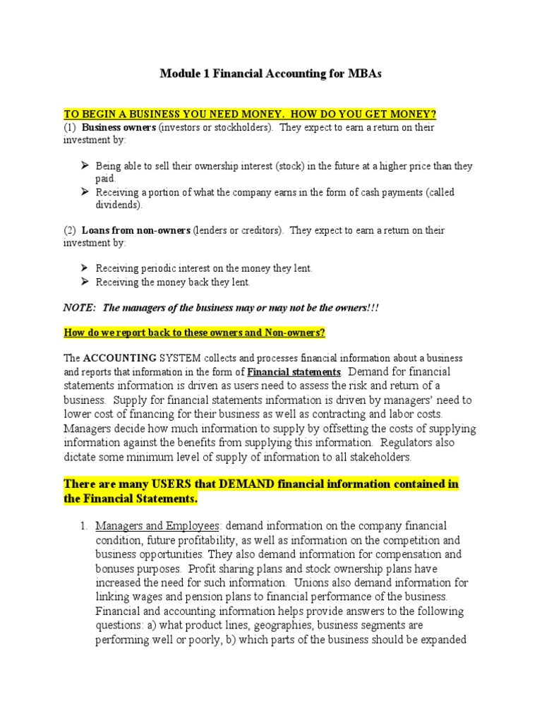 Module 1 Financial Accounting For MBAs - 6th Edition | PDF | Retained ...