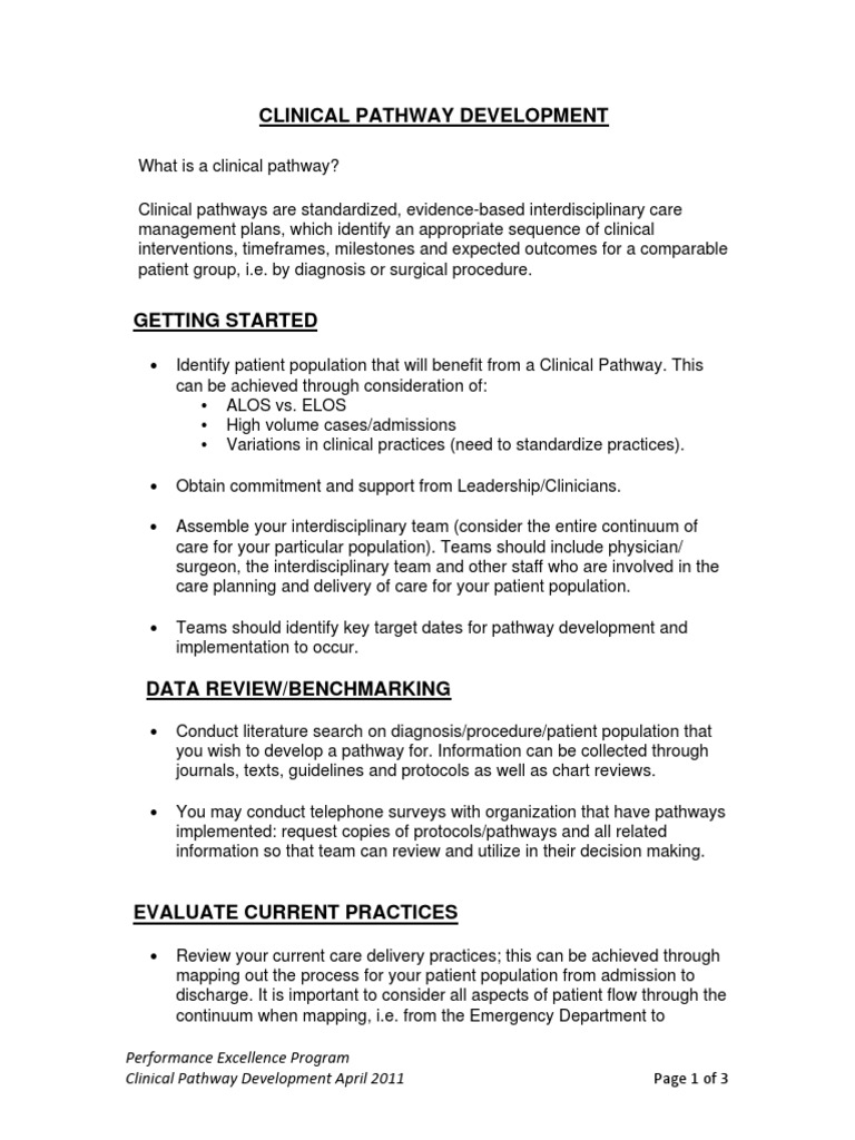 Clinical Pathway Development Getting Started | PDF | Patient | Evidence ...