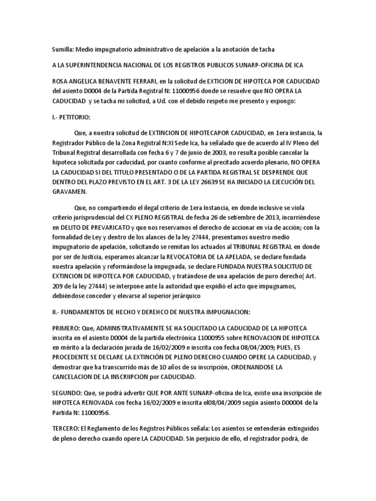 Tacha Registral | PDF | Apelación | Política