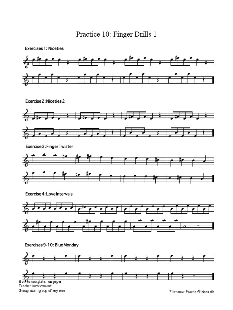 124 Practice 10 Finger Drills 1 | PDF