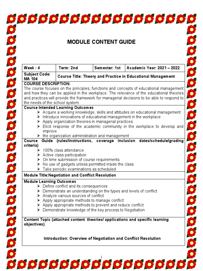 Negotiation and Conflict Resolution Module | Download Free PDF ...