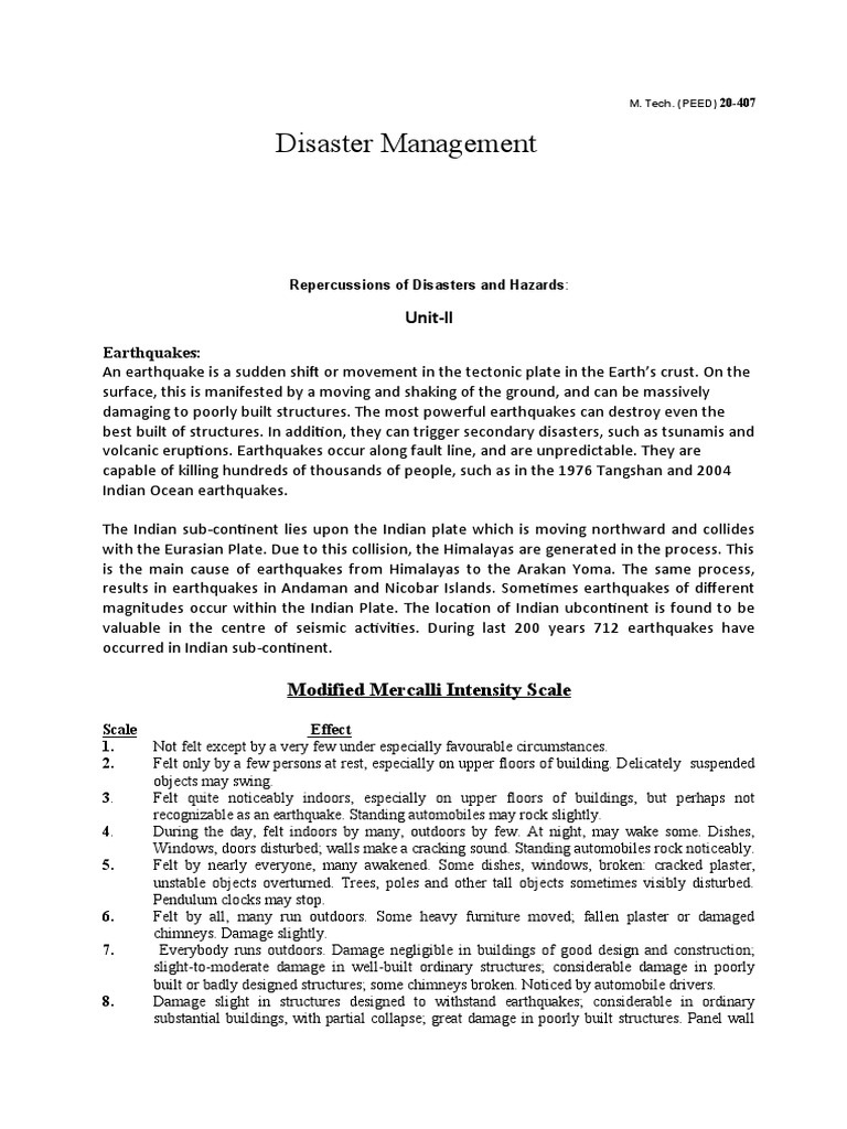 Disaster Management: Unit-II Earthquakes | PDF | Oil Spill | Nuclear ...
