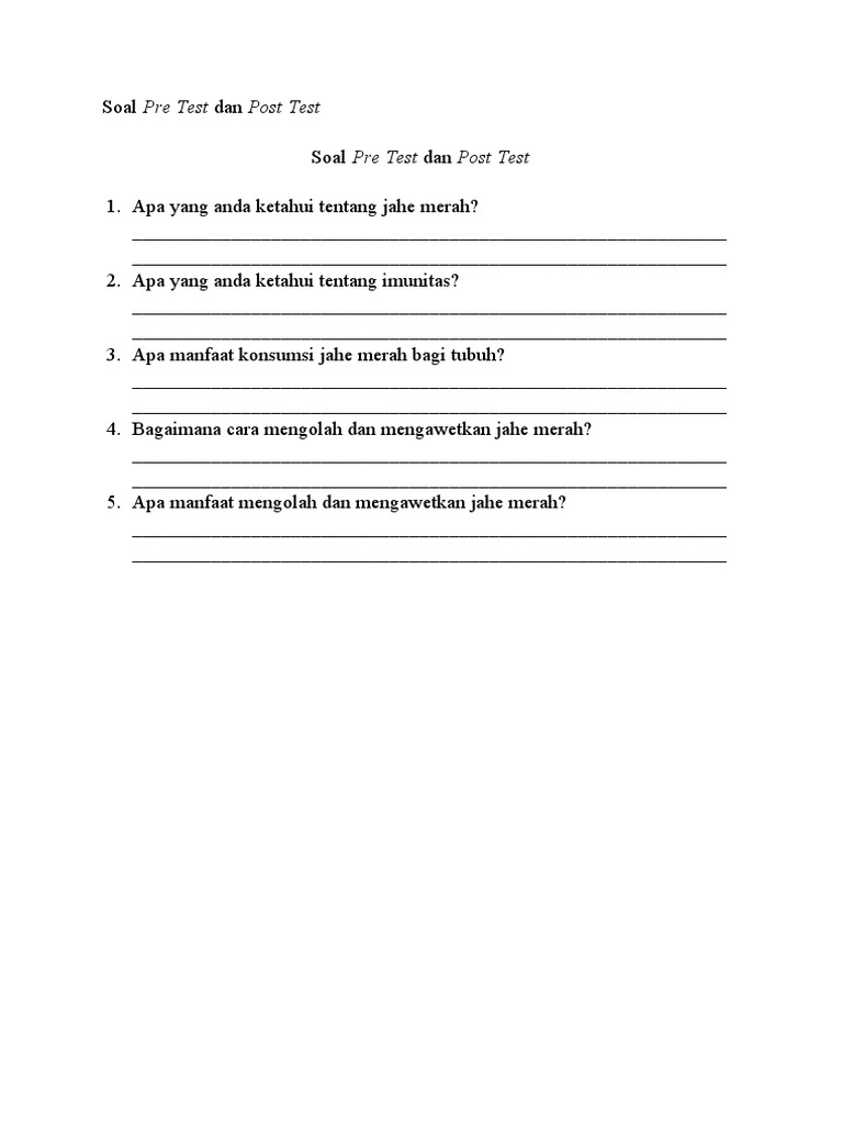 Soal Pre Test Dan Post Test | PDF