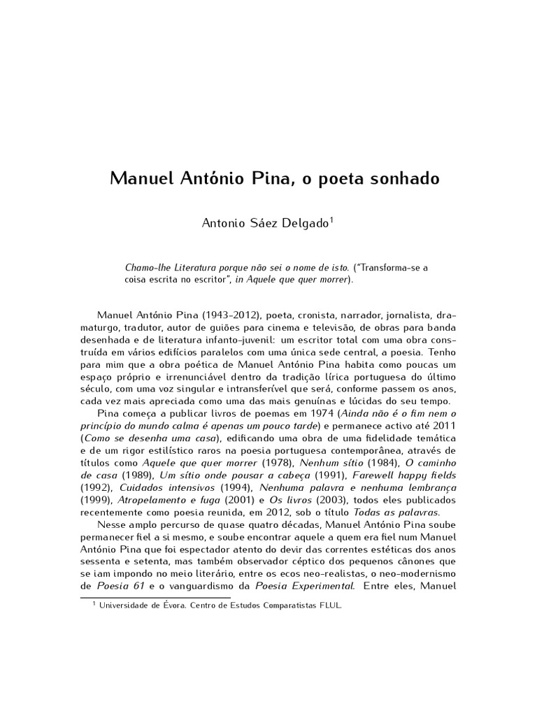 Manuel António Pina | PDF | Poesia | Autor