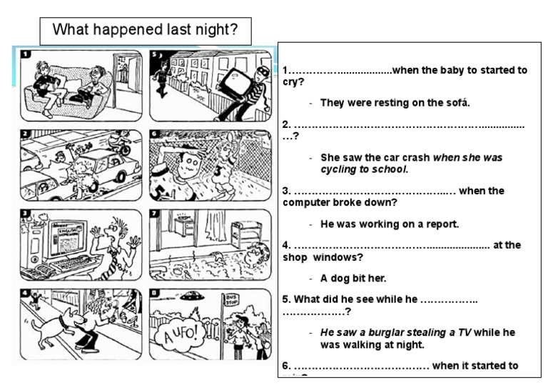 Past Simple Past Continuous Pics | PDF