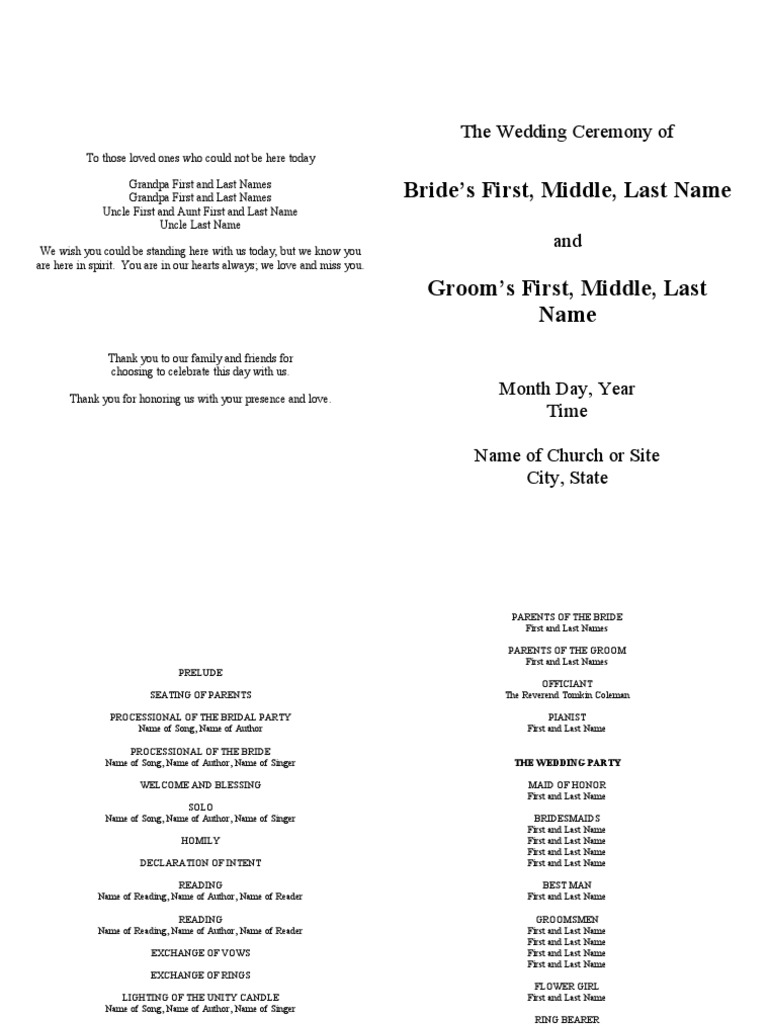 Free Wedding Program Template | Download Free PDF | Wedding | Socialization