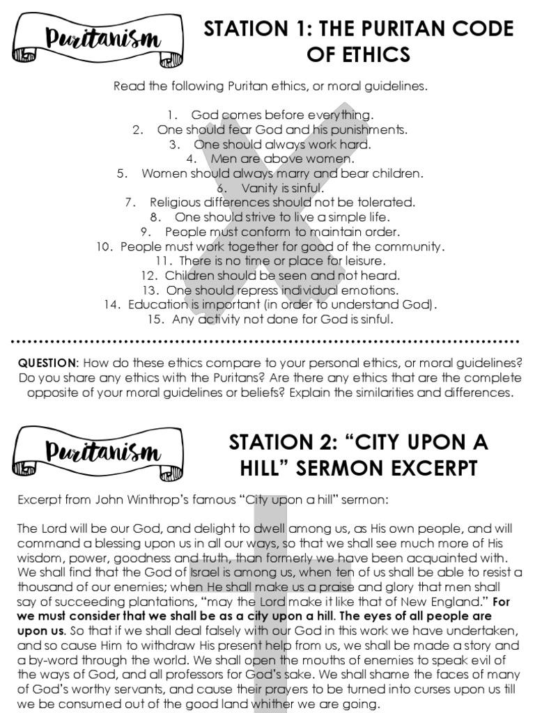 Puritanism Learning Stations 2020 | PDF | Puritans | Witchcraft