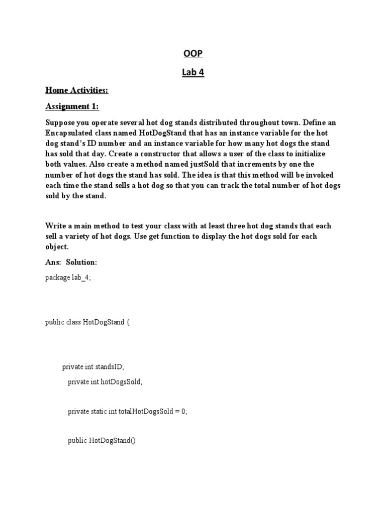 SP20 BSE 025 Lab4 Assignments | PDF | Method (Computer Programming) | Class (Computer Programming)