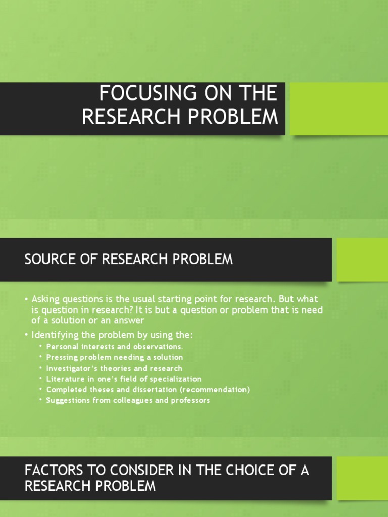 Focusing On The Research Problem | PDF